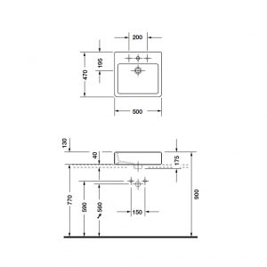 CHẬU LAVABO DURAVIT VERO 588.45.024 CHỮ NHẬT 0452500000