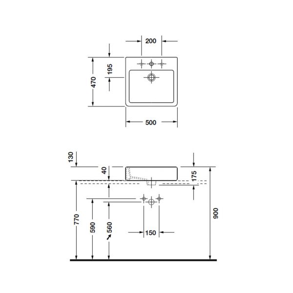 CHẬU LAVABO DURAVIT VERO 588.45.024 CHỮ NHẬT 0452500000